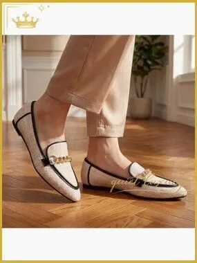 Shoes | Pointed Toe Chain Loafers Slip On Flats Memory Foam Cushion ...